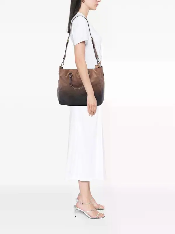 Prada Ombre Vitello Daino Side Zip Convertible Tote Satchel