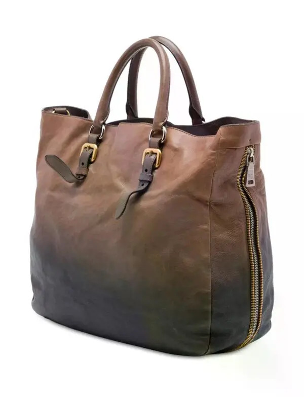 Prada Ombre Vitello Daino Side Zip Convertible Tote Satchel