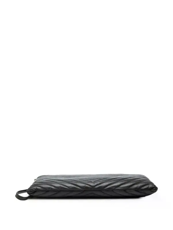 Saint Laurent 2017 Chevron Leather Monogram Document Holder Clutch Bag