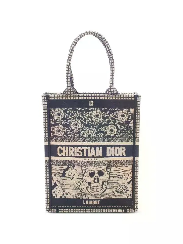 Dior Book Tote "la Mort" Skull Print Canvas Bag
