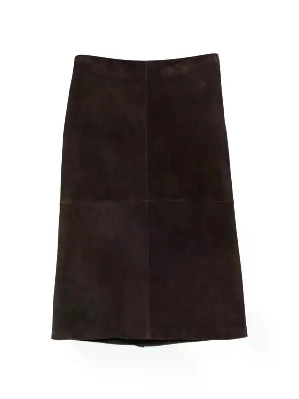 YERSE Suede Leather Midi Skirt