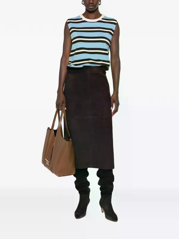 YERSE Suede Leather Midi Skirt