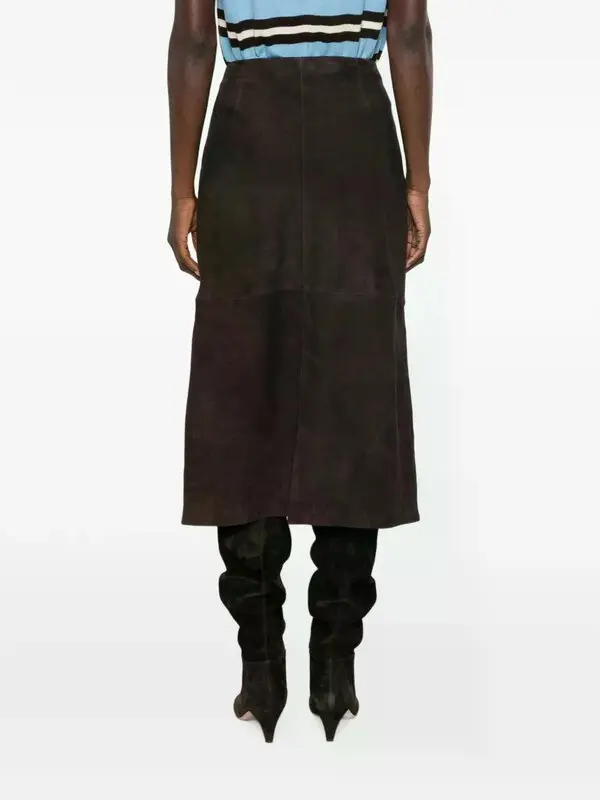 YERSE Suede Leather Midi Skirt