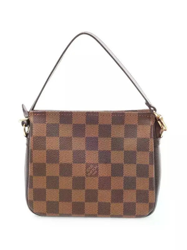 LOUIS VUITTON Damier Ebene Canvas Leather Trimmed Tote Bag - Brown