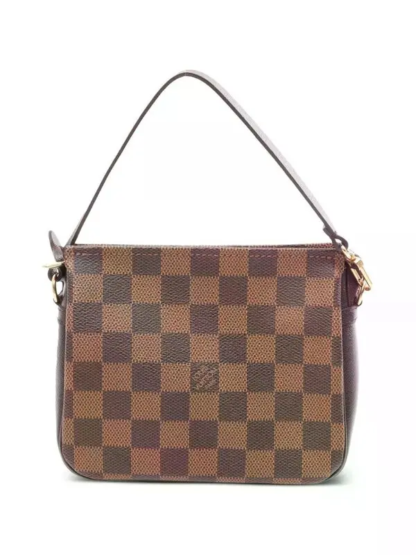 LOUIS VUITTON Damier Ebene Canvas Leather Trimmed Tote Bag - Brown