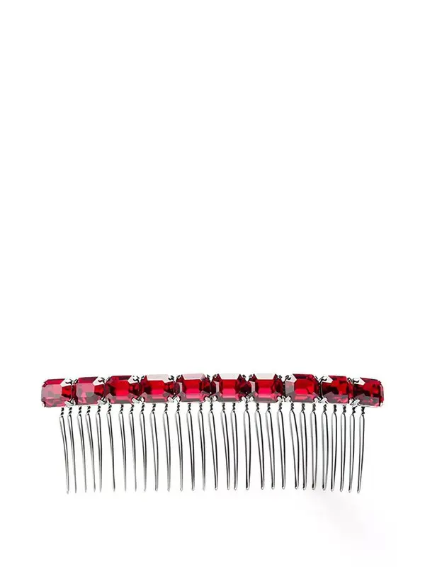 MAISON MICHEL Sofia Crystal-embellished Hair Comb - Red