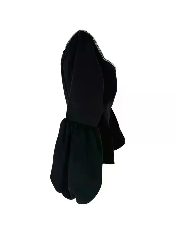 SELF-PORTRAIT Crystal Embellished Puff Sleeve Off-the-shoulder Top