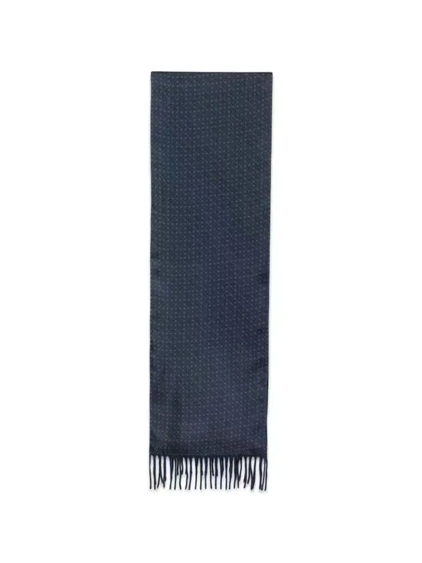 FERRAGAMO Geometric-print Fringed Scarf - Blue
