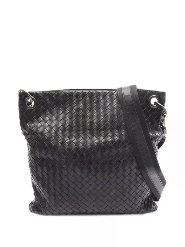 Bottega Veneta 2000s Intrecciato Messenger Bag - Black