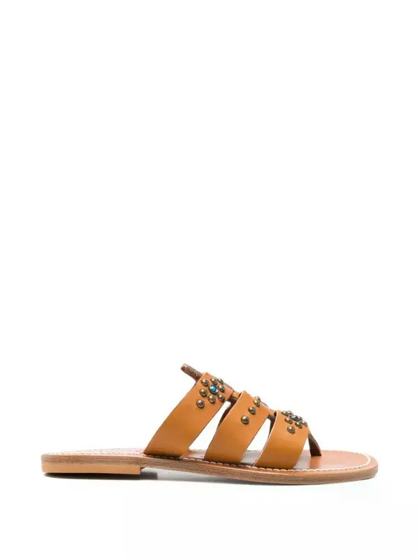 K.JACQUES Studded Caged Leather Sandals - Brown