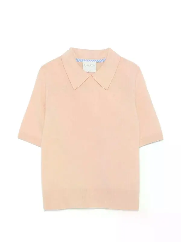 FORTE_FORTE Short Sleeve Fine Knit Polo Shirt