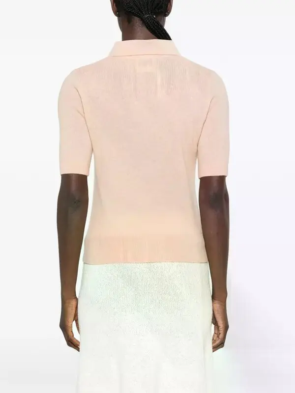 FORTE_FORTE Short Sleeve Fine Knit Polo Shirt