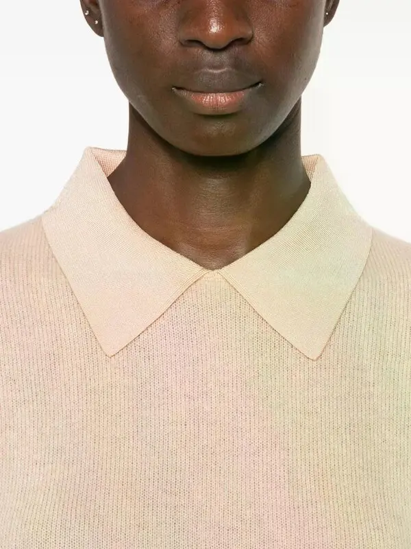FORTE_FORTE Short Sleeve Fine Knit Polo Shirt
