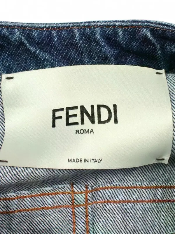 Fendi Floral-print Collarless Denim Jacket