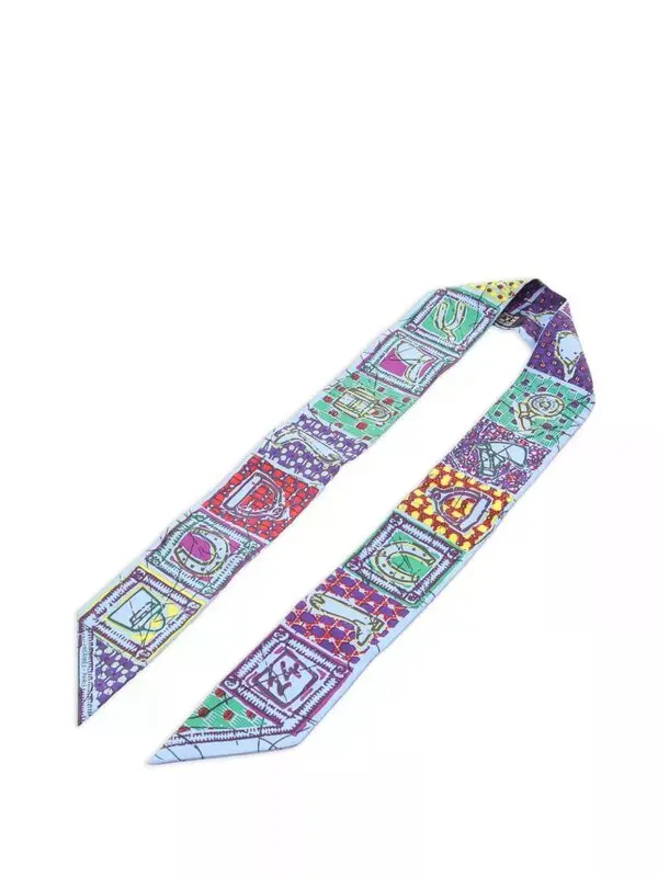 Hermès 2010s Le Boubou H Ribbon Scarf - Blue