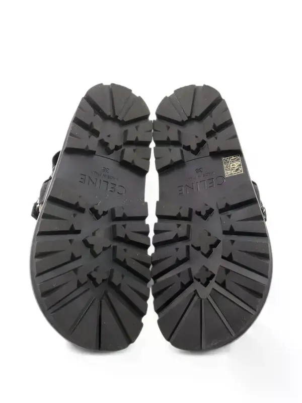 Celine Leather Logo Detail Touch-strap Platform Sandals