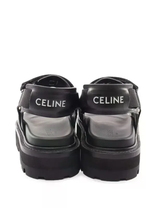 Celine Leather Logo Detail Touch-strap Platform Sandals