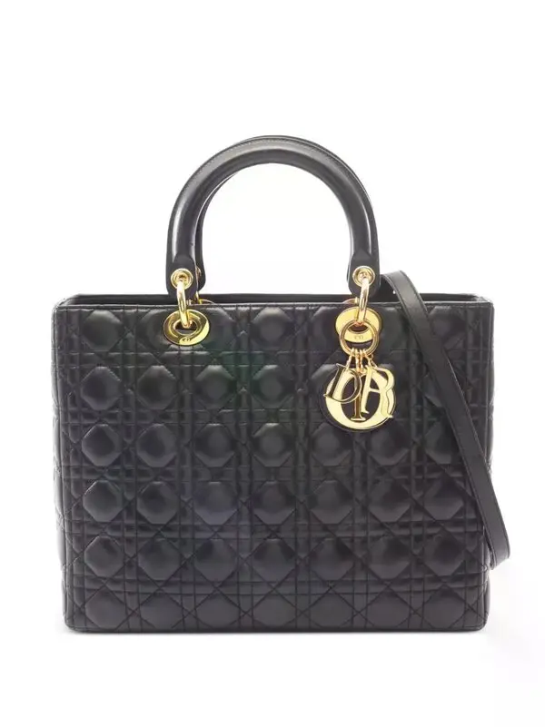 Dior Large Lady Cannage 2-way Tote Bag - Black