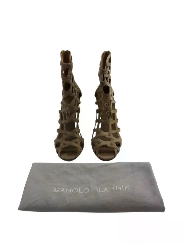 Manolo Blahnik Suede Cage Stiletto Sandals