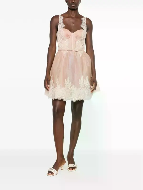 Zimmermann Lace-trim Panelled Mini Dress - Pink