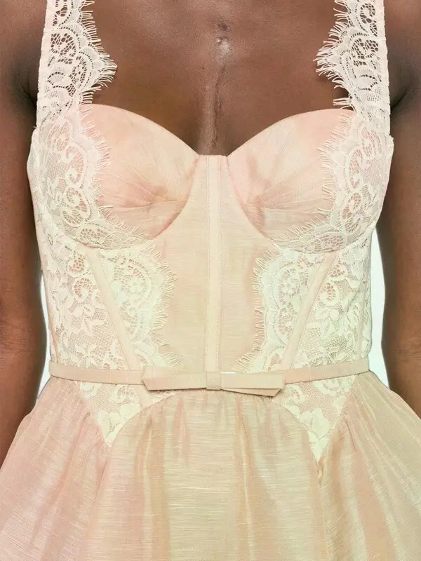 Zimmermann Lace-trim Panelled Mini Dress - Pink