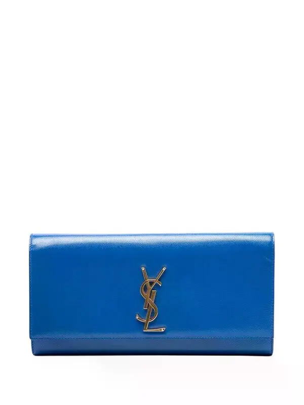 Saint Laurent 2013 Grain De Poudre Monogram Cassandre Clutch Bag - Blue