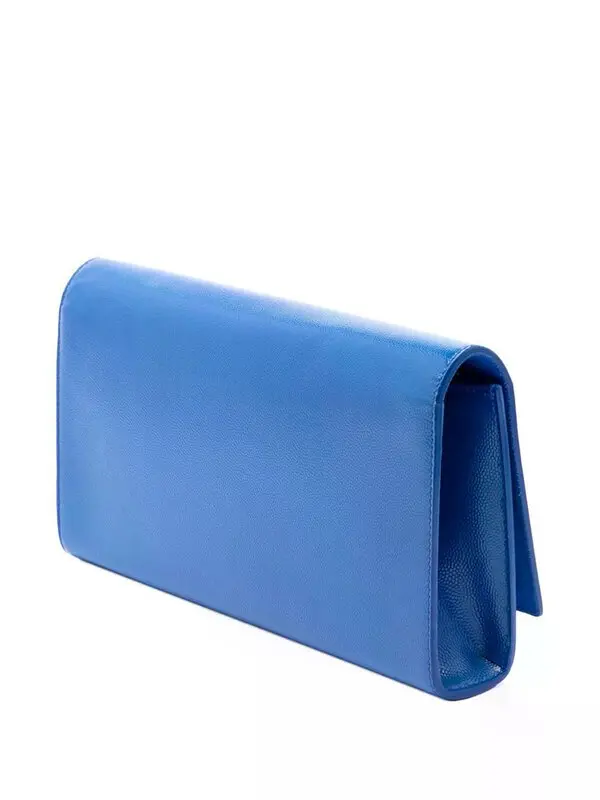 Saint Laurent 2013 Grain De Poudre Monogram Cassandre Clutch Bag - Blue