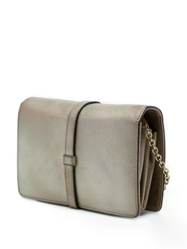 Gucci Metallic Pebbled Calfskin Piston Broadway Evening Bag Shoulder Bag - Gold