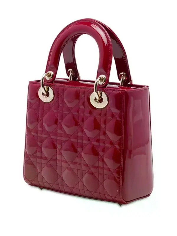 Dior Patent Cannage Lady Satchel - Red