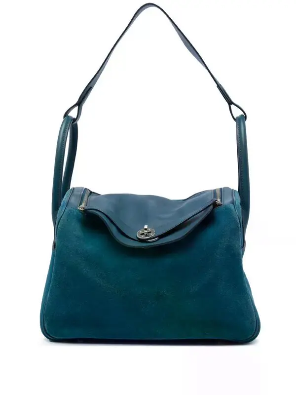 Hermès Veau Grizzly And Swift Lindy 30 Satchel - Blue