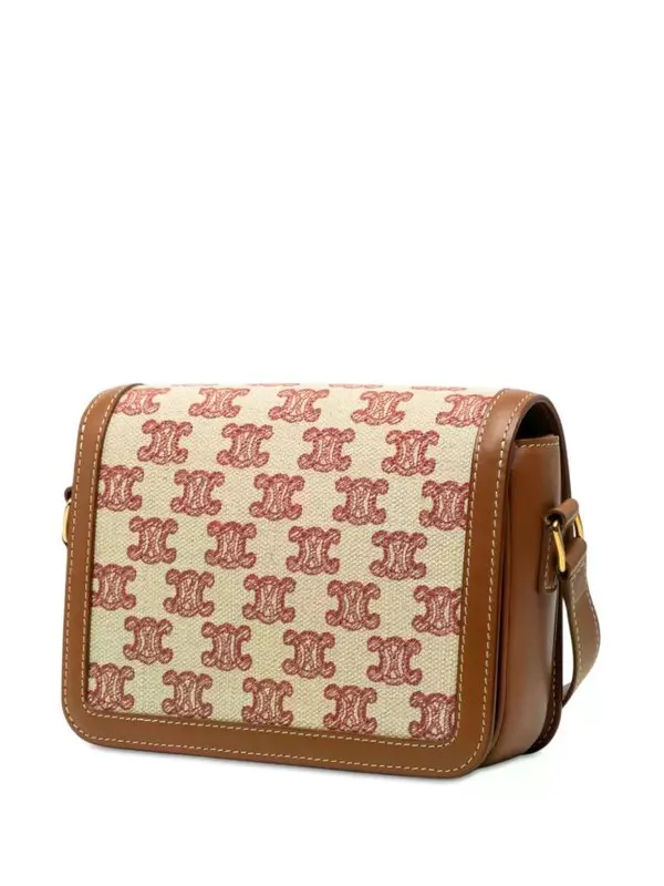 Celine Teen Embroidered Canvas And Calfskin Triomphe Cross Body Bag - Neutrals