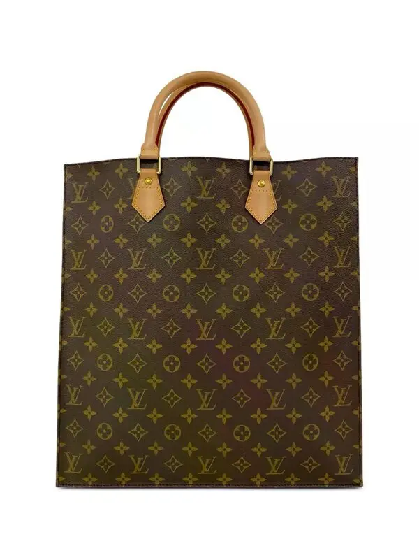 LOUIS VUITTON 2001 Monogram Sac Plat Tote Bag - Brown