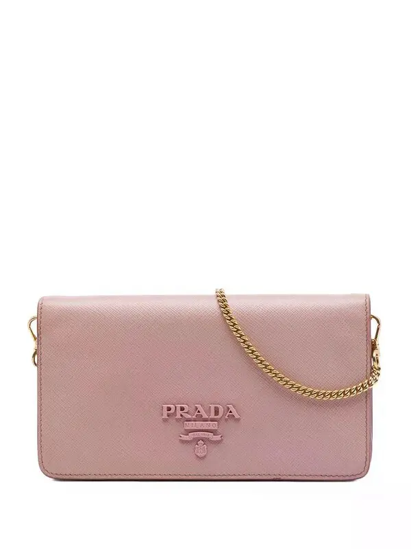 Prada Saffiano Lux Monochrome Wallet On Chain Crossbody Bag - Pink