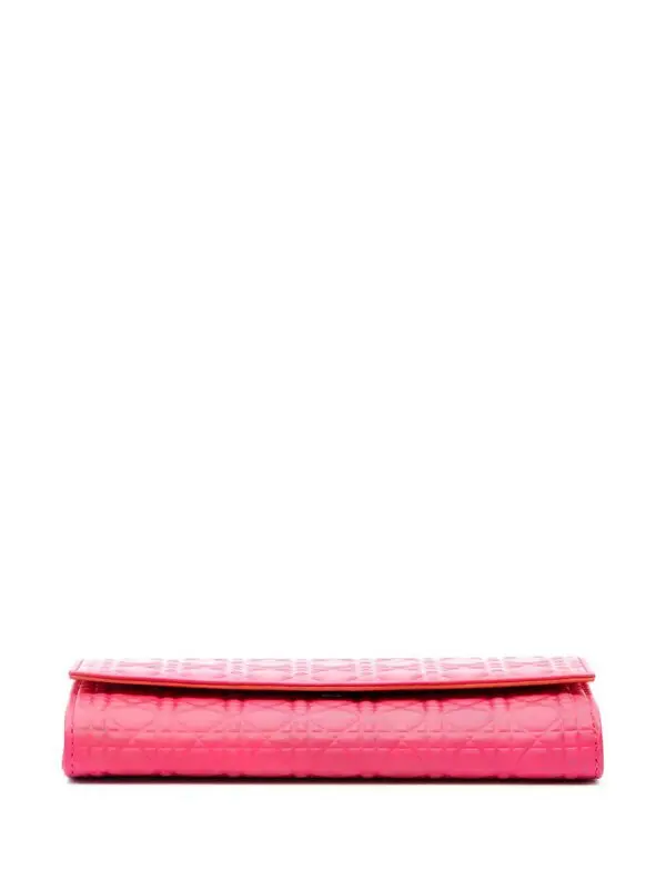 Dior Bicolor Lambskin Cannage Lady Wallet On Chain Shoulder Bag