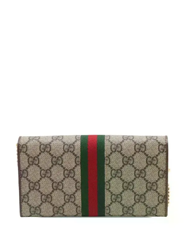 Gucci Gg Supreme Web Ophidia Wallet On Chain Crossbody Bag - Neutrals