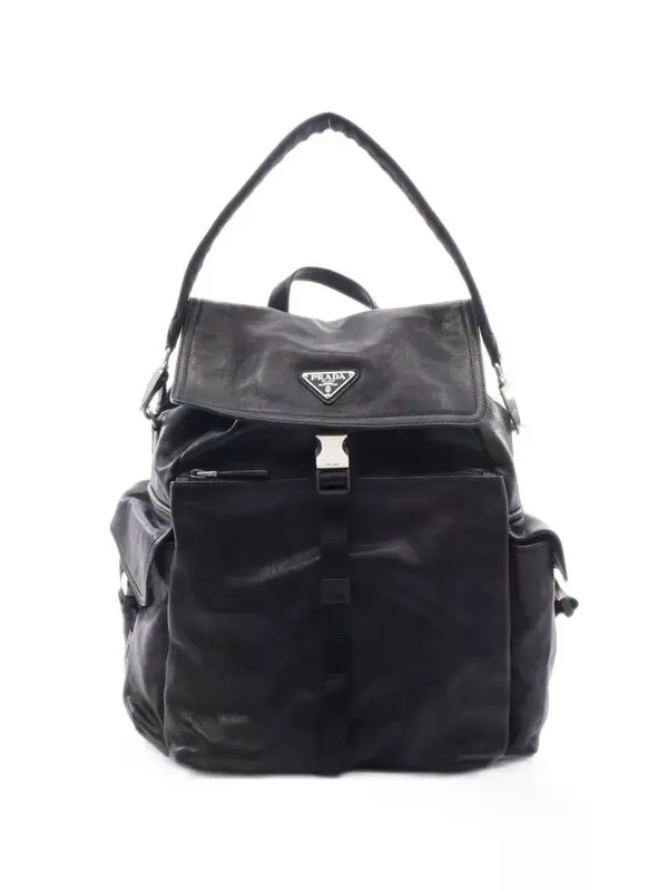 Prada Leather Triangle Logo Backpack