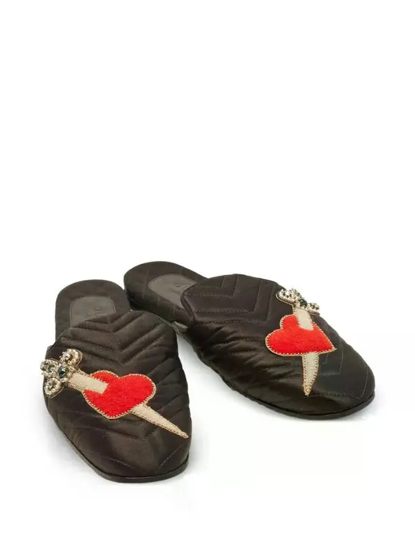 Gucci Quilted Heart-patch Mules