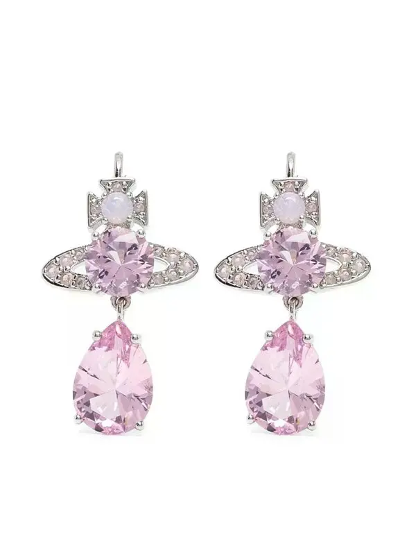 VIVIENNE WESTWOOD Orb Motif Drop Earrings With Crystal Embellishment - Silver