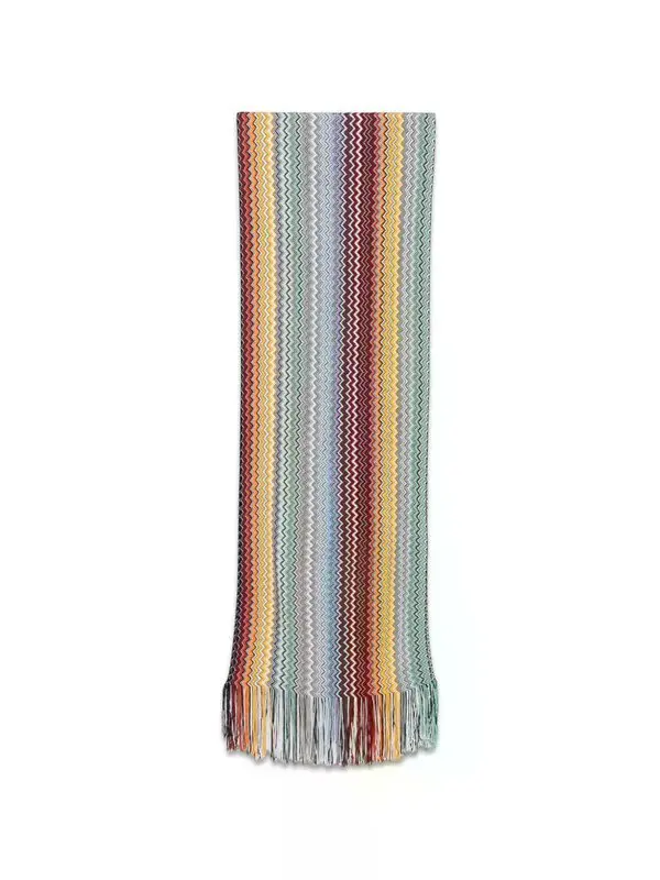 Missoni Zig-zag-knit Fringed Scarf - Grey