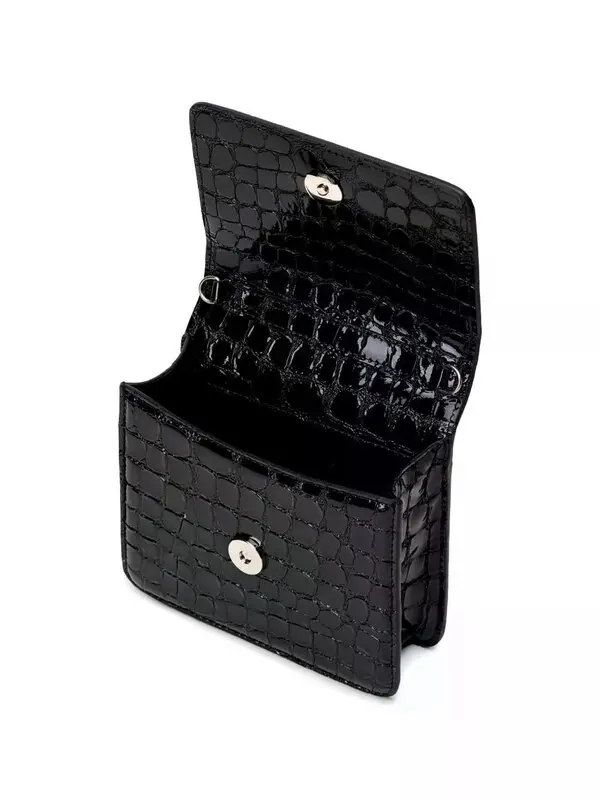 Roberto Cavalli Croc-effect Tiger Handle Clutch Bag - Black