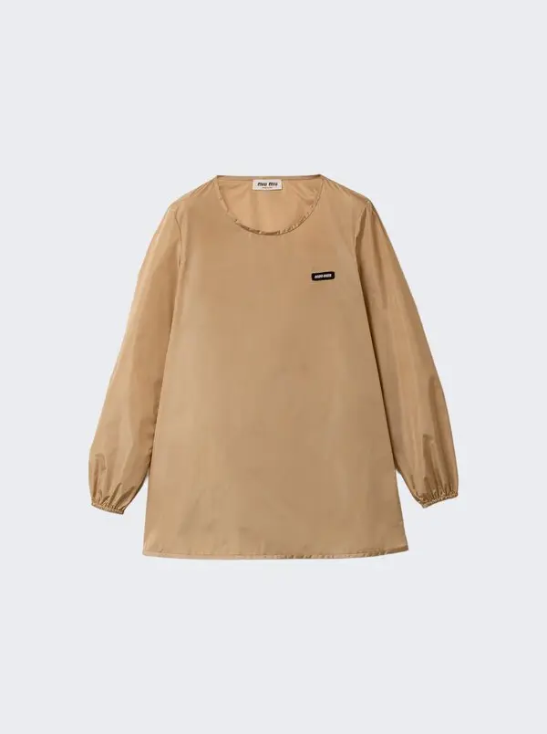 Miu Miu Technical Fabric Dress With Logo Patch