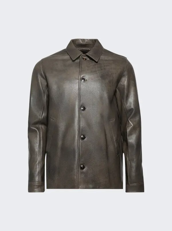 Rick Owens Buttoned Brad Jacket Washed Leather