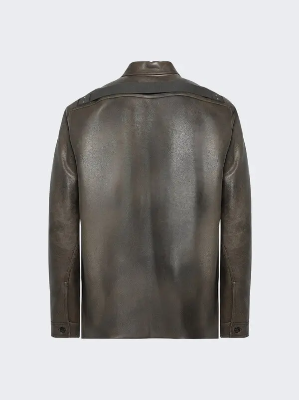 Rick Owens Buttoned Brad Jacket Washed Leather