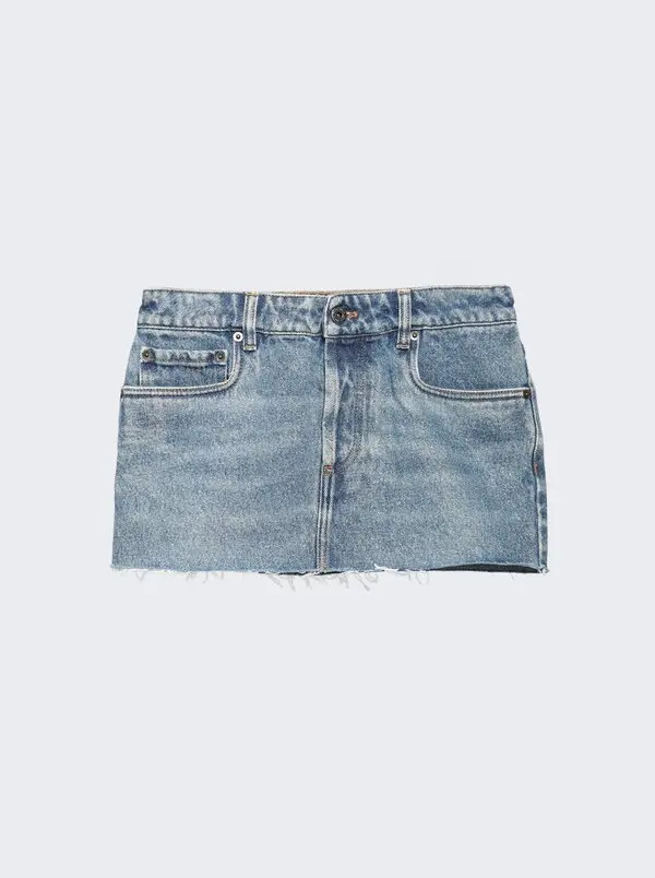 Miu Miu Denim Mini Skirt With Frayed Hem