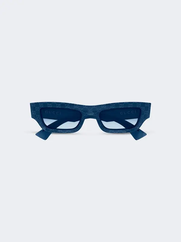 Gucci Rectangular Gg Monogram Sunglasses - Blue