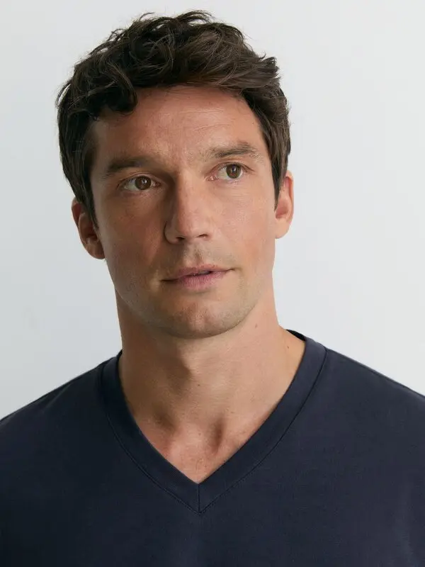 REISS Malibu Cotton V-neck Relaxed-fit T-shirt - Navy