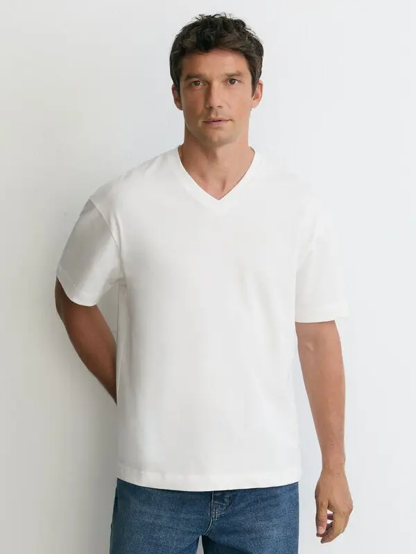REISS Malibu Cotton V-neck Relaxed-fit T-shirt - White