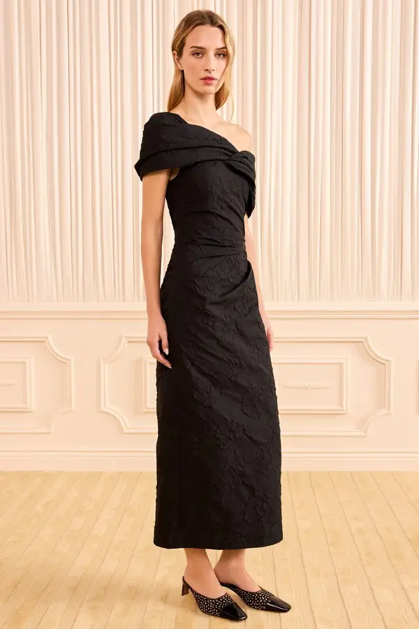 Ulla Johnson Violeta Off-the-shoulder Cloque Dress - Noir