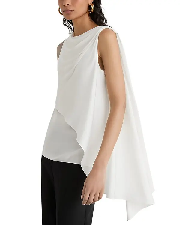 REISS Nyra Draped Silk Blend Top