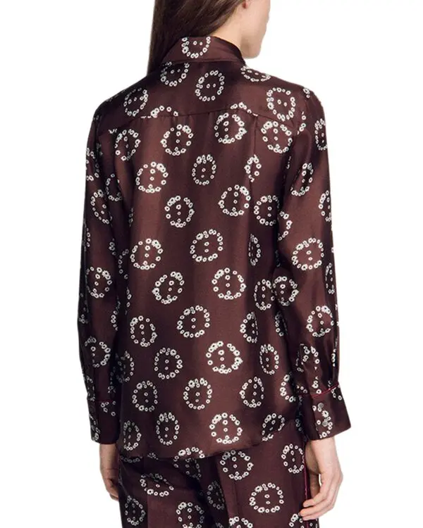 Sandro Silk Contrast Trim Shirt